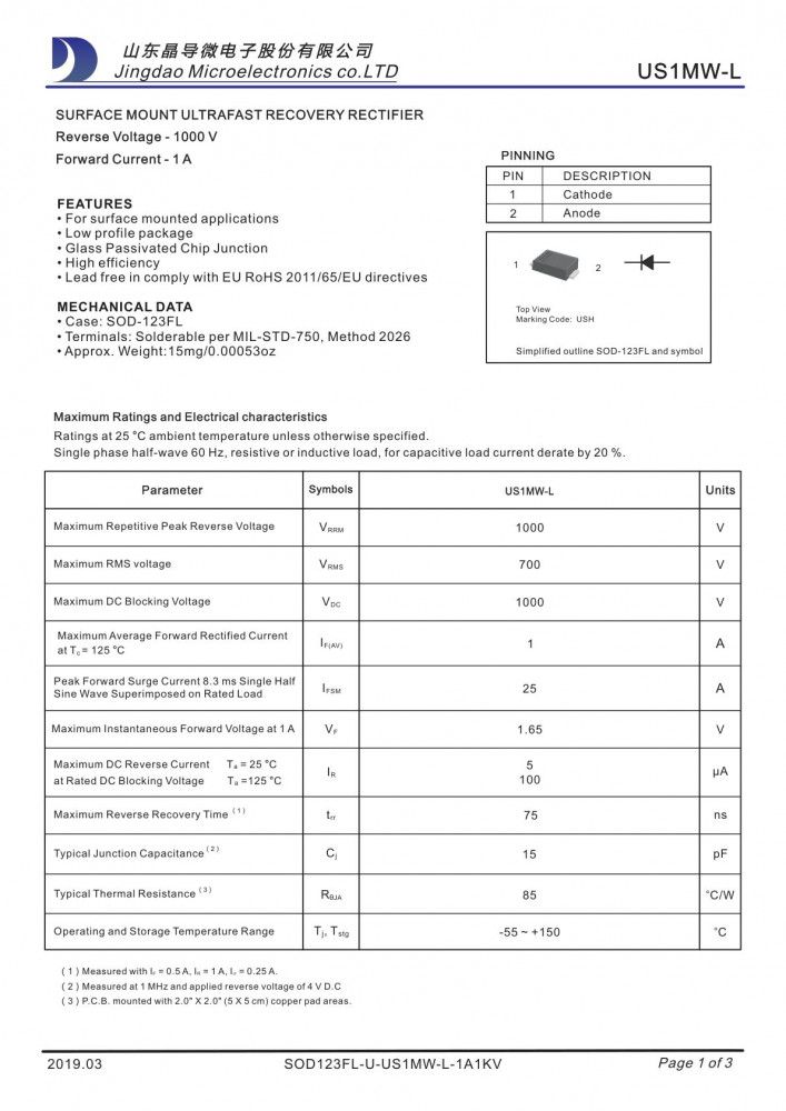 US1MW-L datasheet page 1