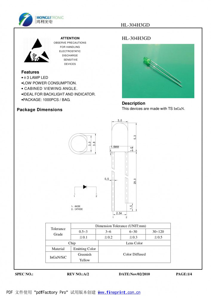 HL-304H3GD datasheet page 1
