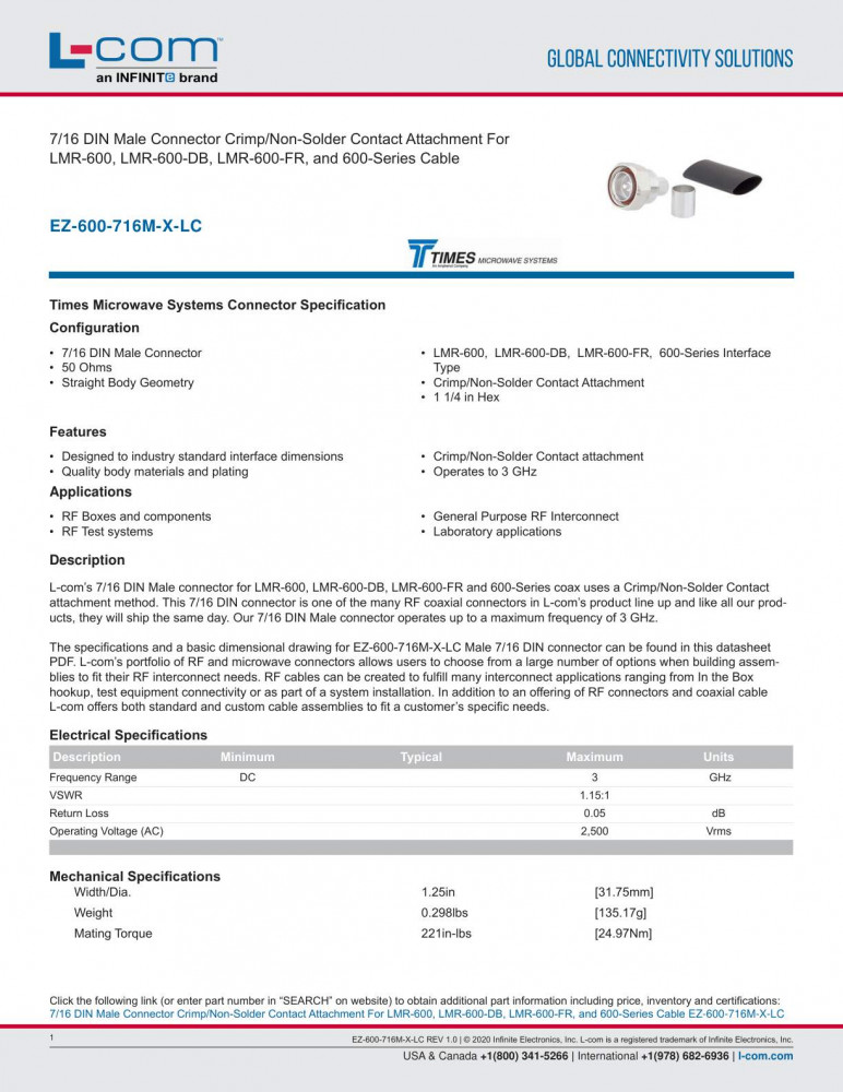 EZ-600-716M-X-LC datasheet page 1