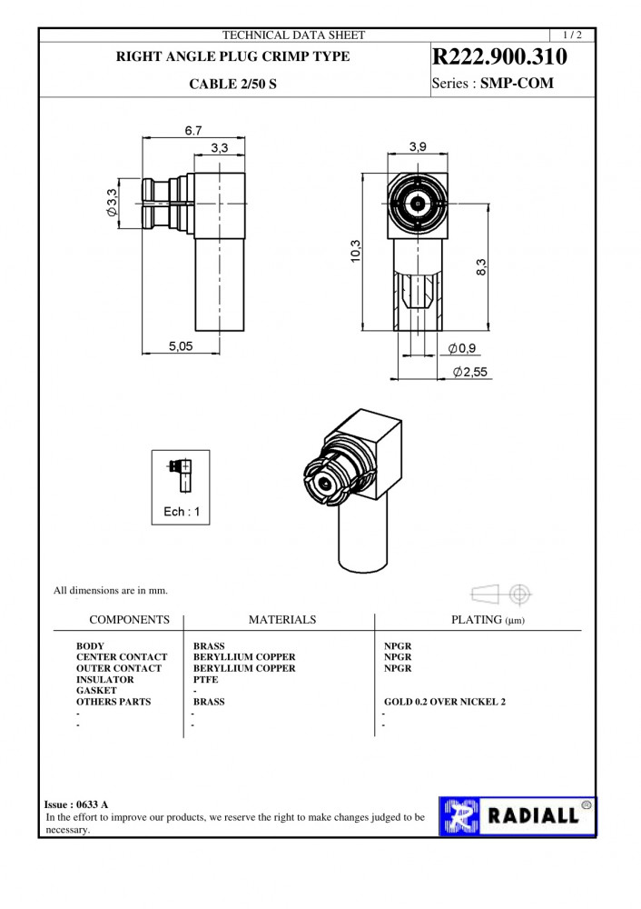 Radiall R222900310 datasheet page 1