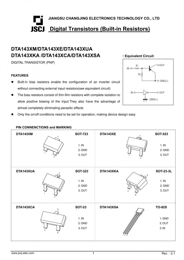 DTA143XUA datasheet page 1
