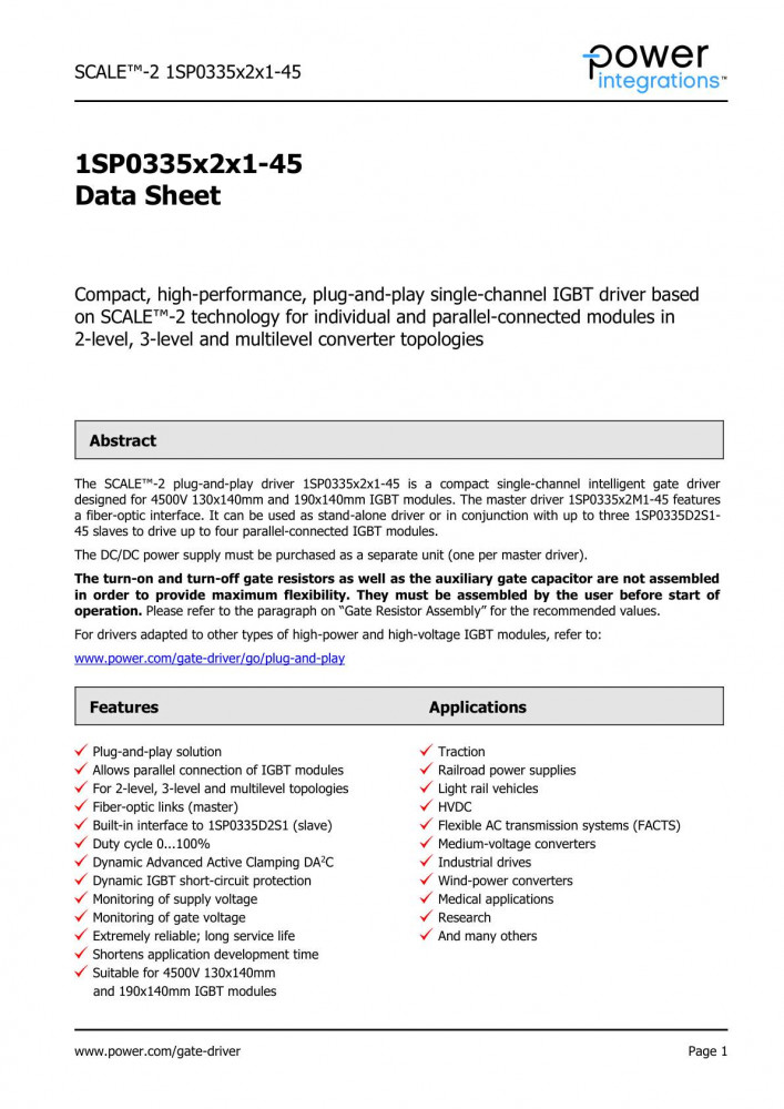 1SP0335D2S1-45 datasheet page 1