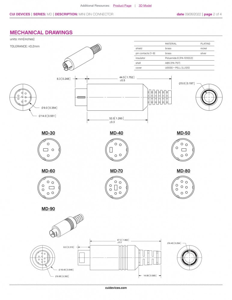 CUI MD-90 datasheet page 2
