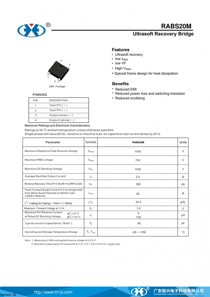 JUXING RABS20M datasheet page 1