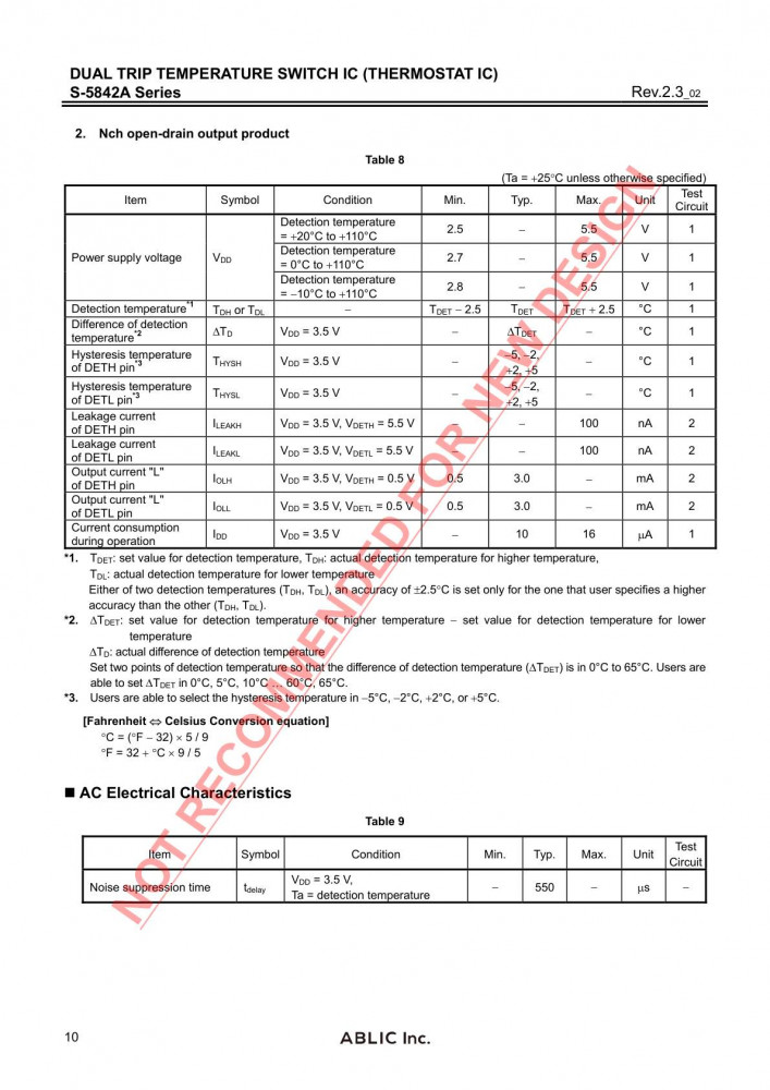 ABLIC S-5842A datasheet page 10