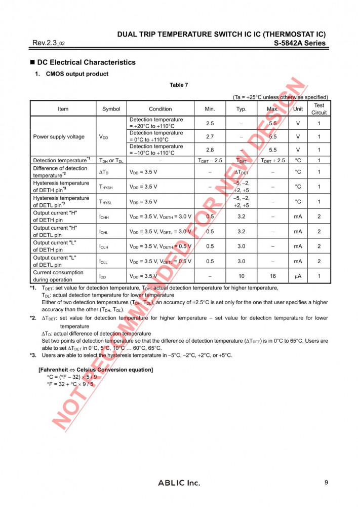 ABLIC S-5842A datasheet page 9