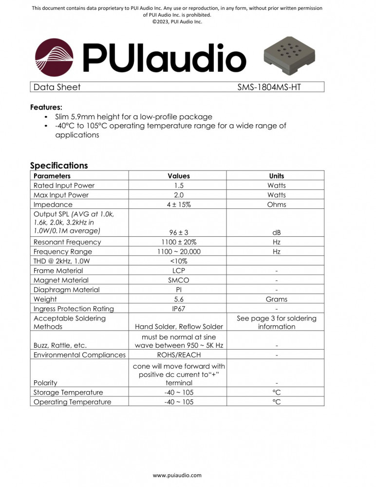 SMS-1804MS-HT datasheet page 1