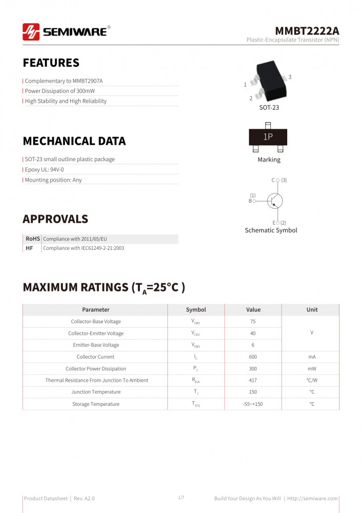 MMBT2222A datasheet page 1
