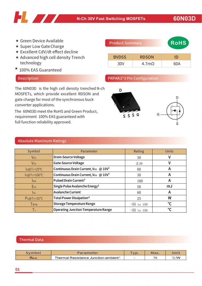 60N03D datasheet page 1