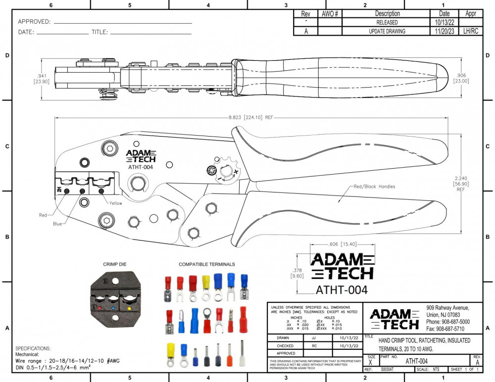 ATHT-004 documentation image showing the stated wire range