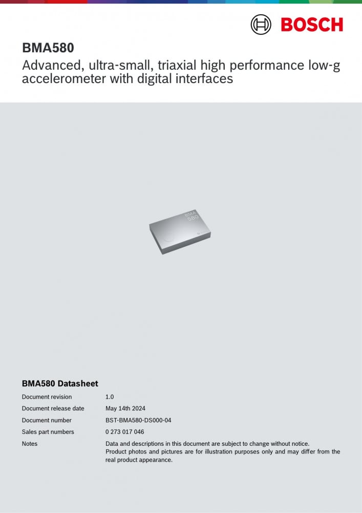 BMA580 datasheet page 1