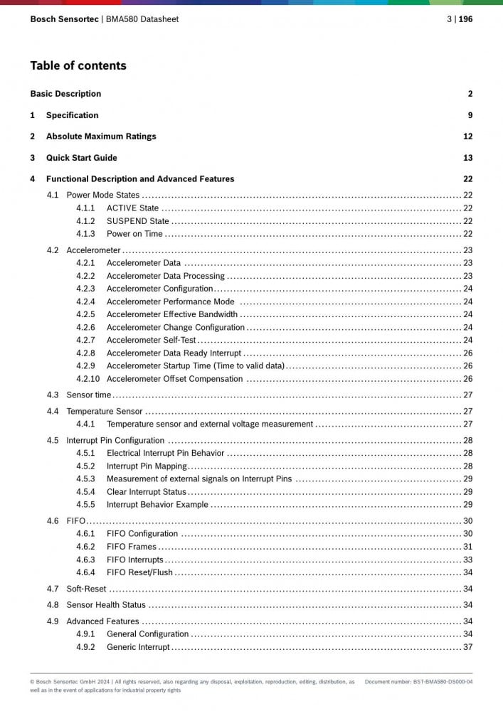 BMA580 datasheet page 3