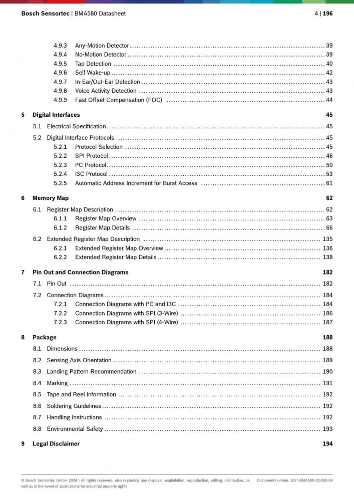 BMA580 datasheet page 4