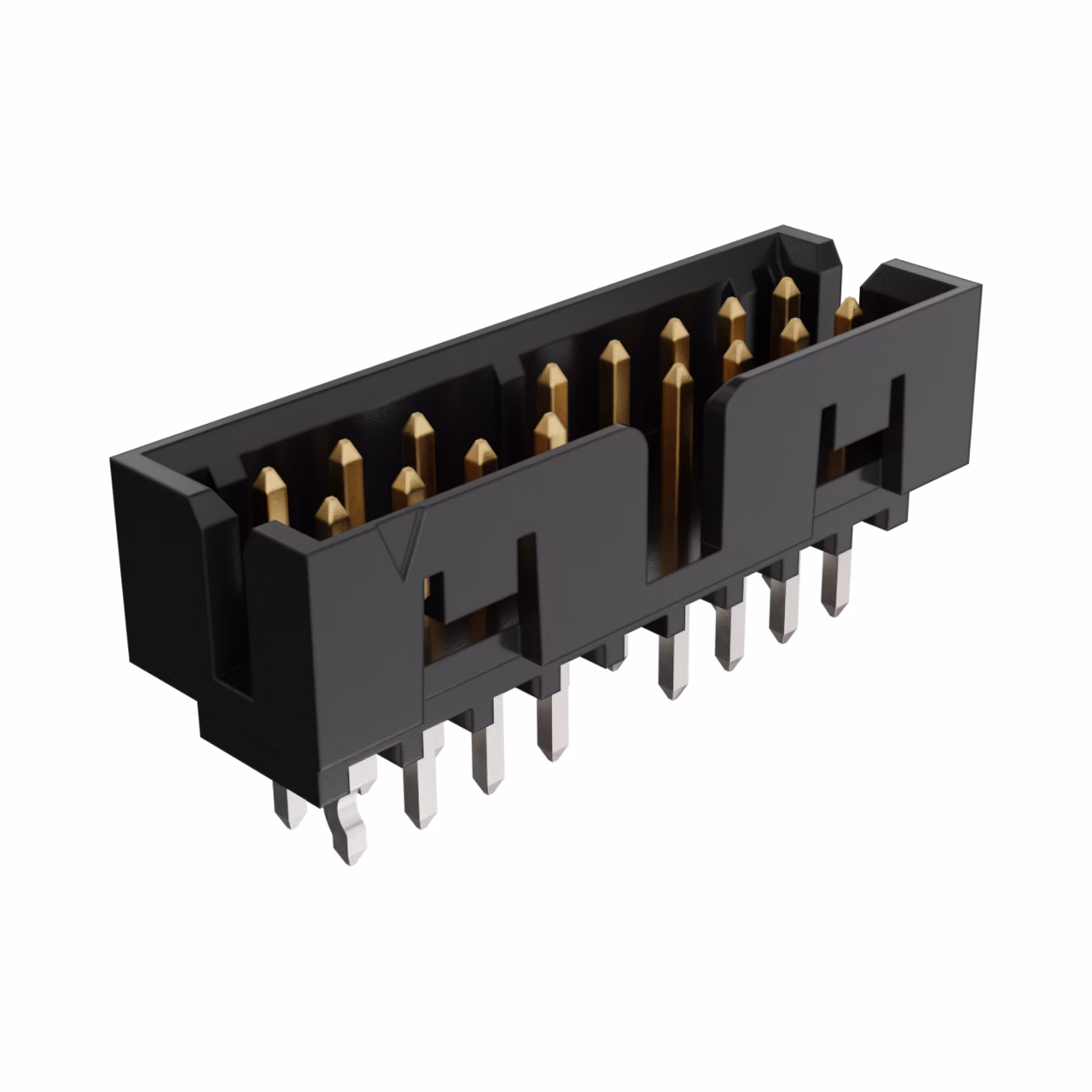 2.00mm Pitch, Milli-Grid PCB Header, Dual Row, Vertical, Through Hole, Shrouded, 18 Circuits, Circuits 1 and 18 Kinked, Circuits 8 and 9 Voided, 0.38µm Gold (Au) Plating, 2.50mm Tail Length, Dual Side Slots, Dual Friction Locks, Center Polarization, Tube for sale