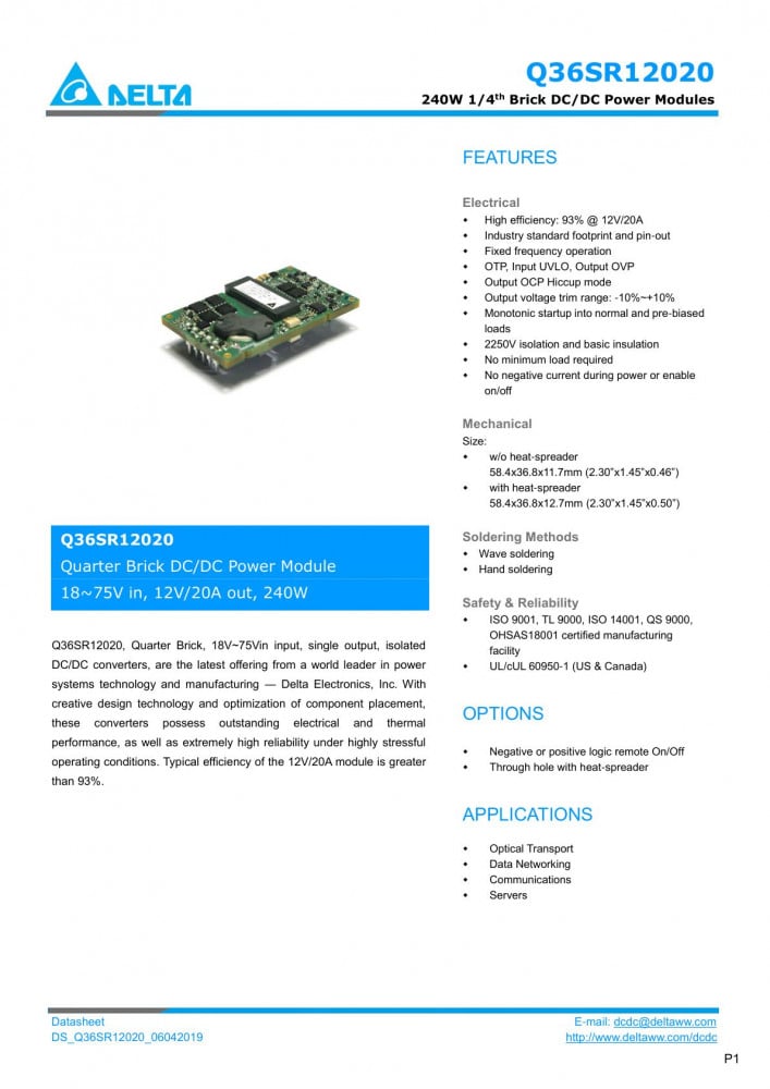 Q36SR12020NRFH datasheet page 1