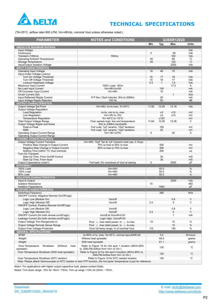 Q36SR12020NRFH datasheet page 2