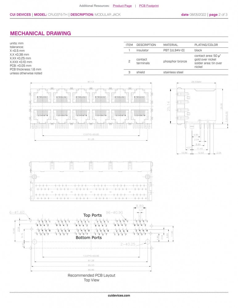 CRJ037-5-TH mechanical drawing