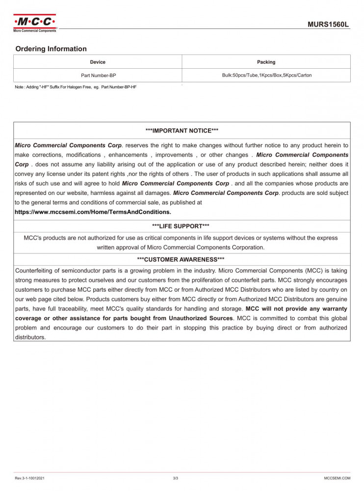 MURS1560L-BP datasheet page 3