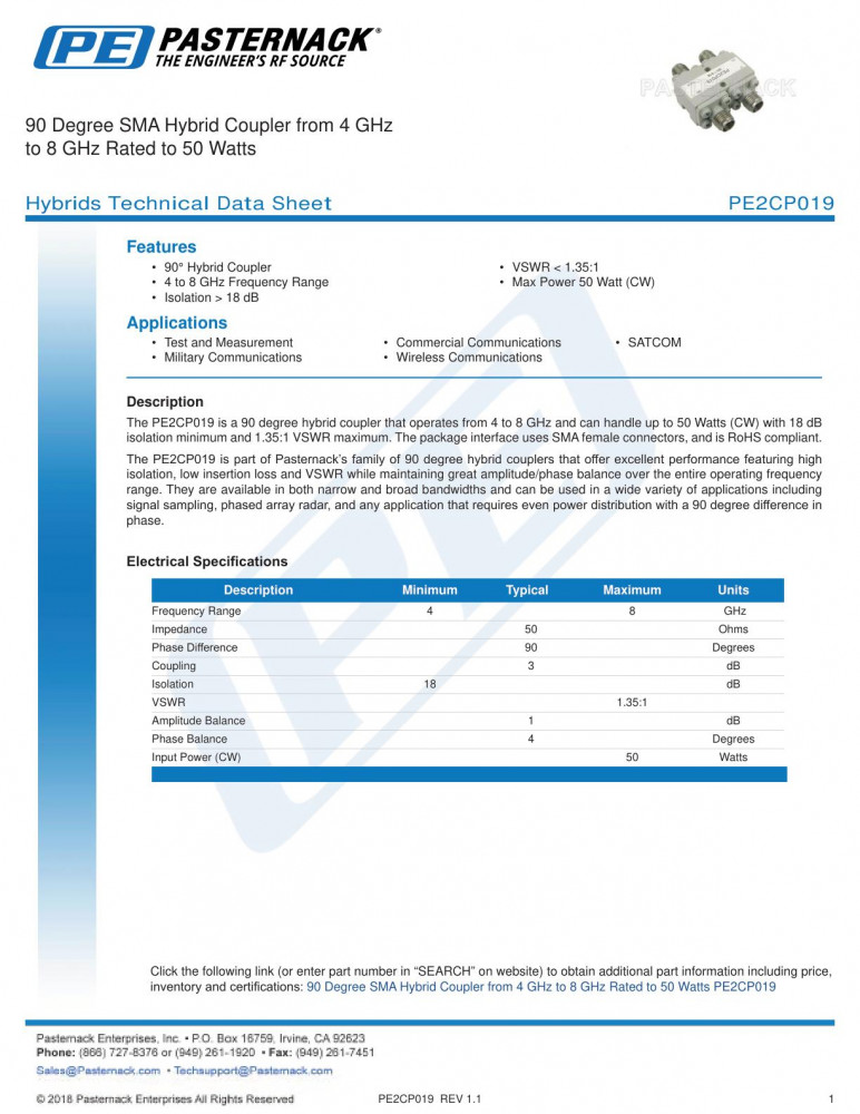 PE2CP019 technical document page 1