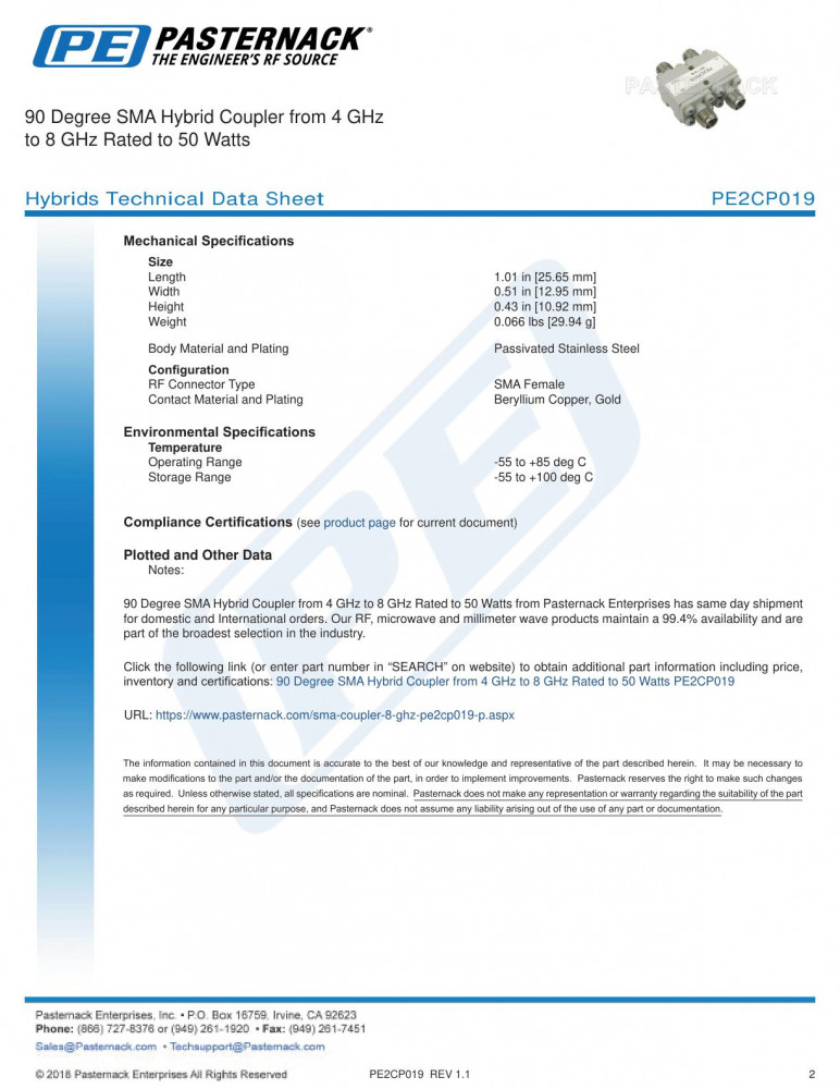 PE2CP019 technical document page 2