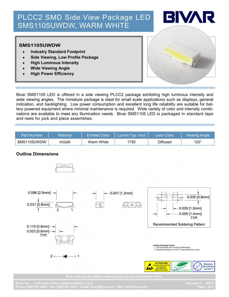 SMS1105UWDW datasheet page 1
