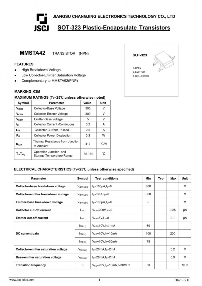 MMSTA42 datasheet page 1