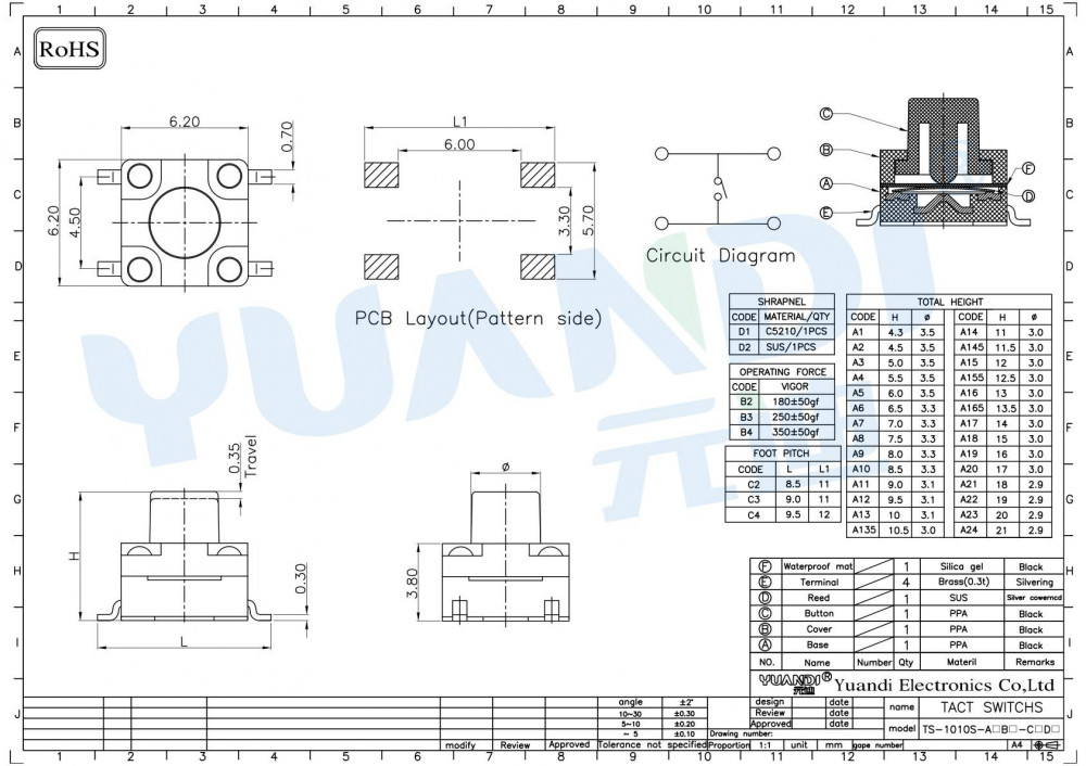 YUANDI TS-1010S-A2B3-C2D2 technical drawing page 1