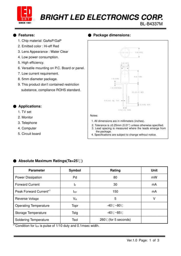 BL-B4337M datasheet page 1