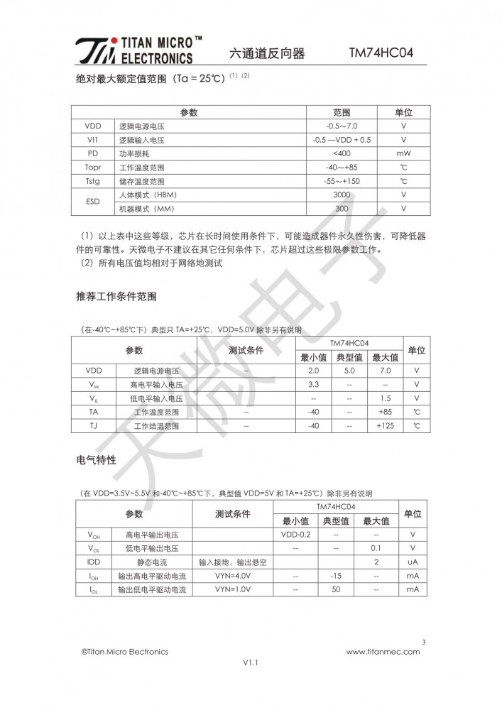 TM74HC04 datasheet page 3