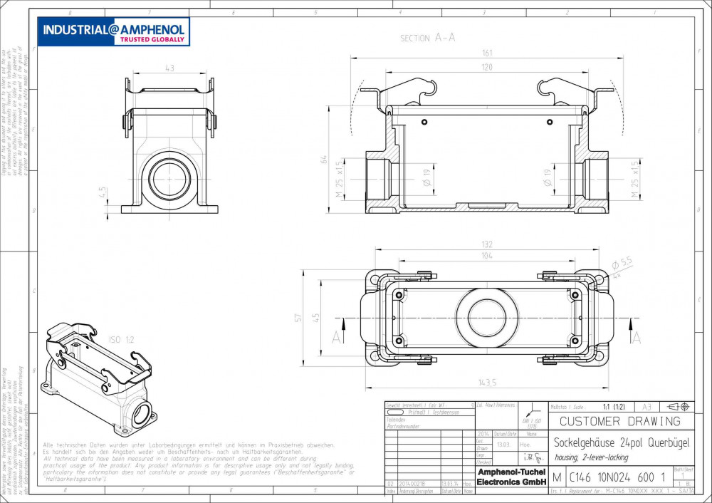 Amphenol C14610N0246001 customer drawing preview