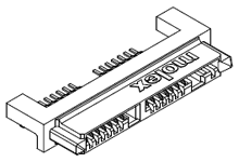 1.27mm Signal Pitch, 0.80mm Signal Pitch, 1.27mm Power Pitch SAS-3/PCIe-3 Receptacle, Right-Angle, Surface Mount, with Forklock, 0.93mm Height, 3.50mm Peg Length, 3.00mm PCB Thickness, 68 Circuits, Embossed Tape and Reel, Lead-Free