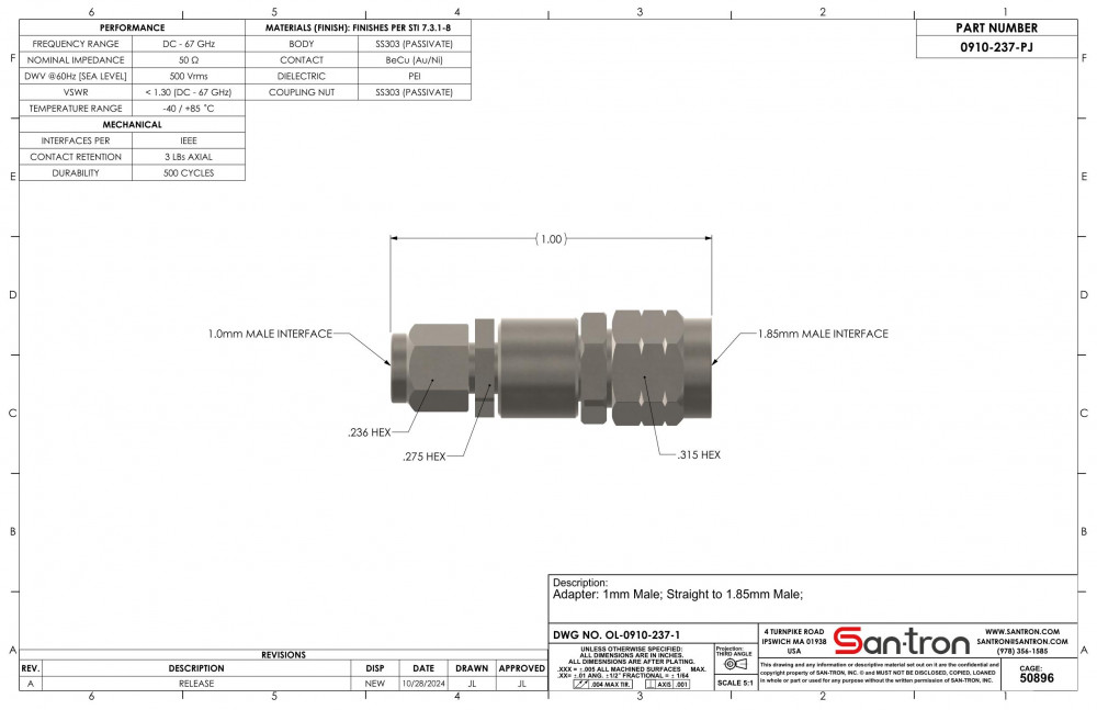 SAN-TRON 0910-237-PJ product drawing