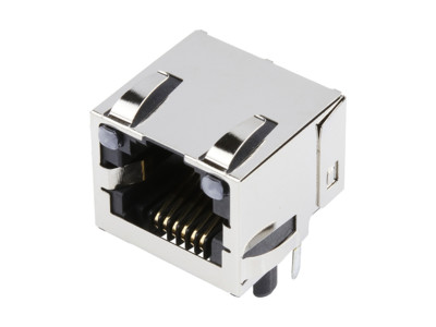 Modular Jack, Right-Angle, Low Profile, Inverted, Shielded, Offset Panel  Grounding Tabs, Lightpipes, 6/6 for sale