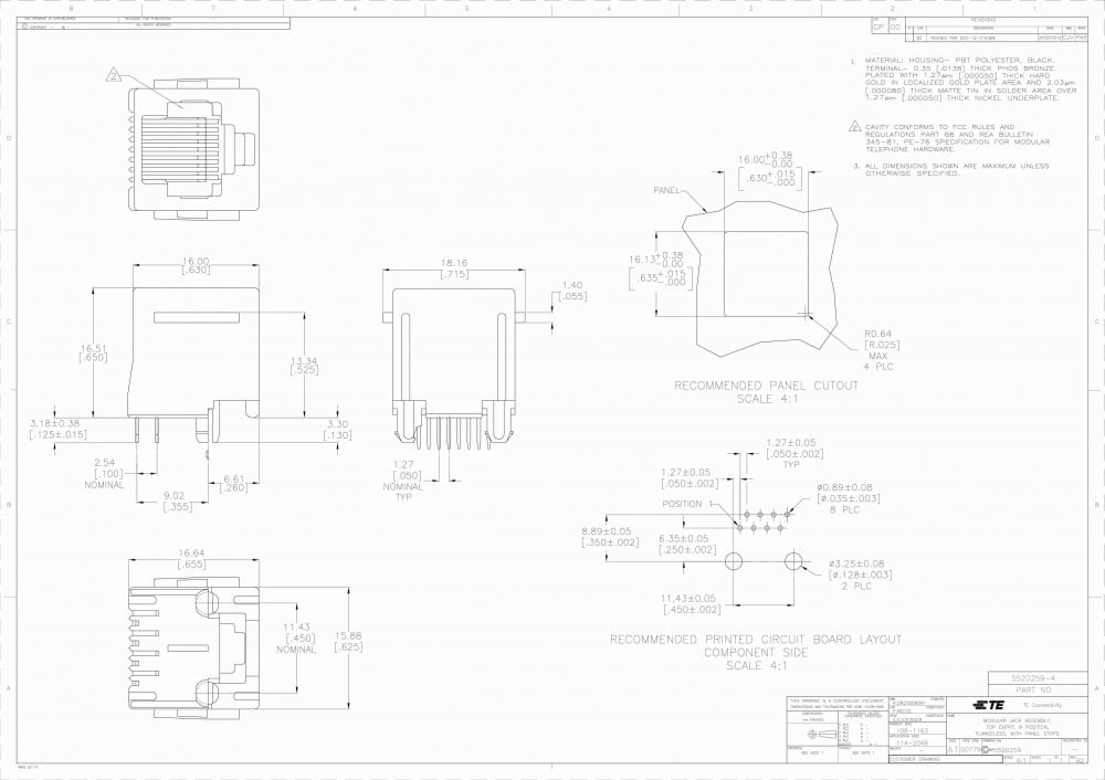 TE Connectivity 5520259-4 technical drawing preview