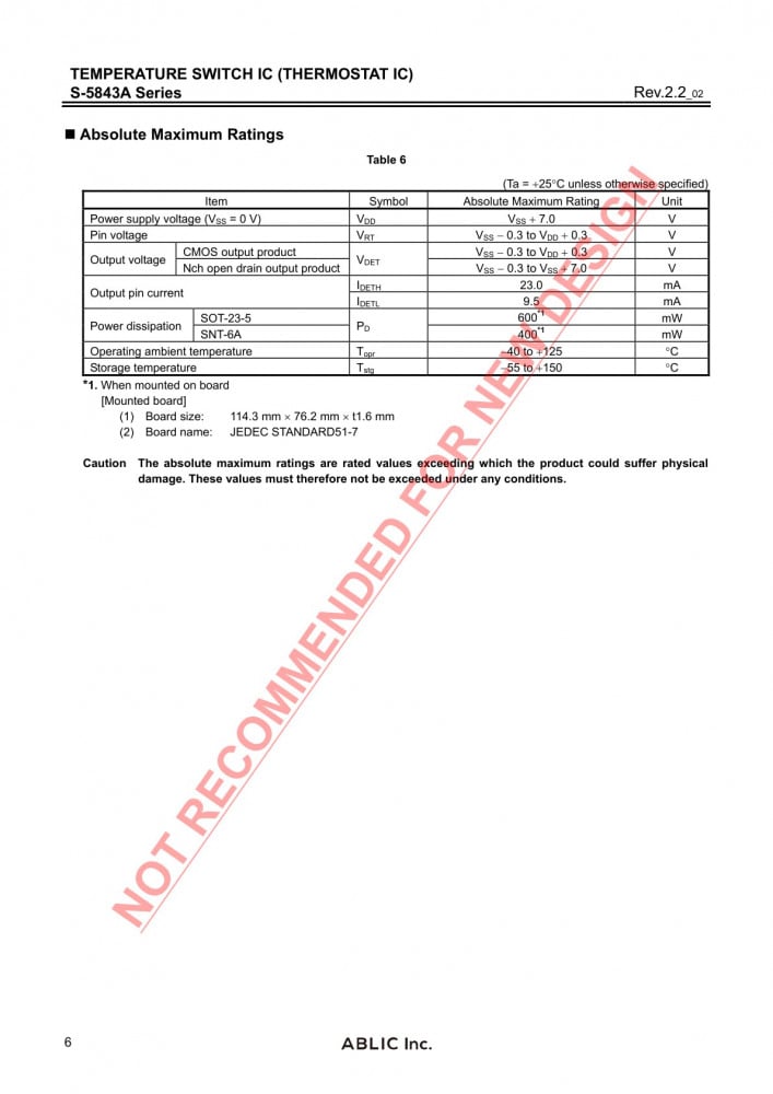 ABLIC S-5843A series datasheet page 6