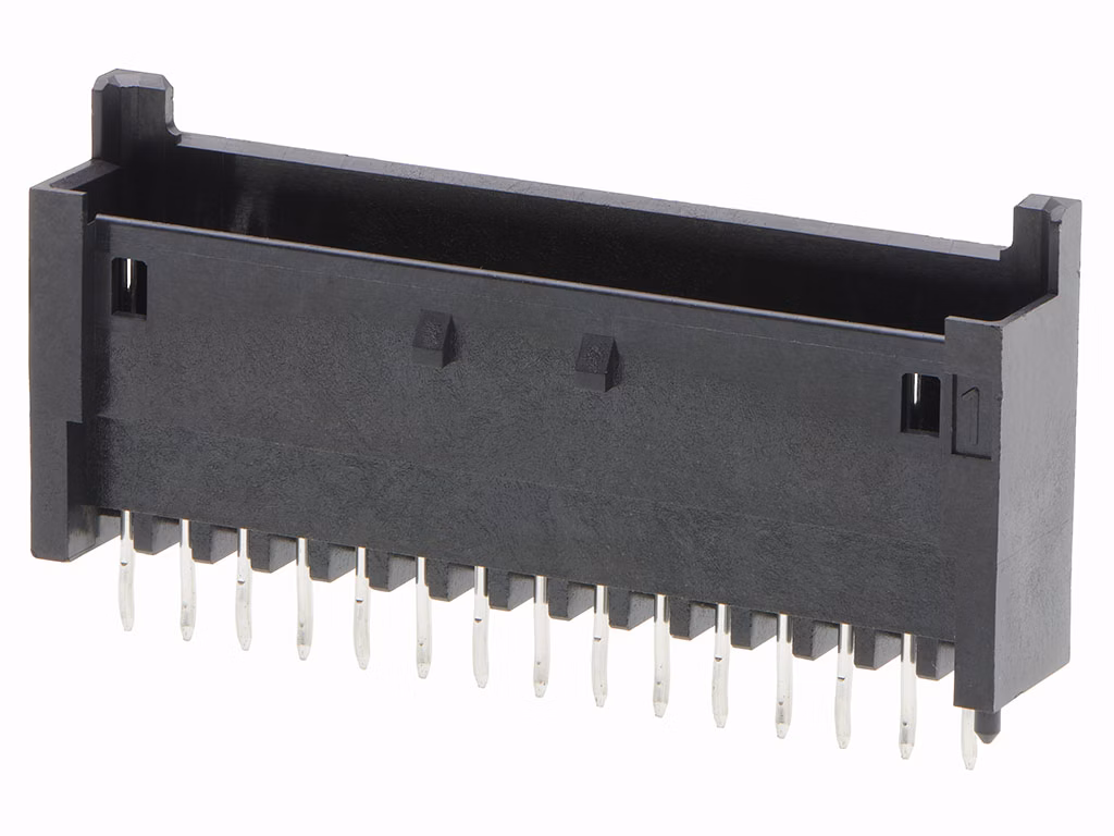 2.50mm Pitch, Mini-Lock PCB Header, Single Row, Vertical, Through Hole, Matte Tin Plating, Positive Lock, 13 Circuits, with Potting Capability, Tray, 3.50mm PC Tail Length, Black