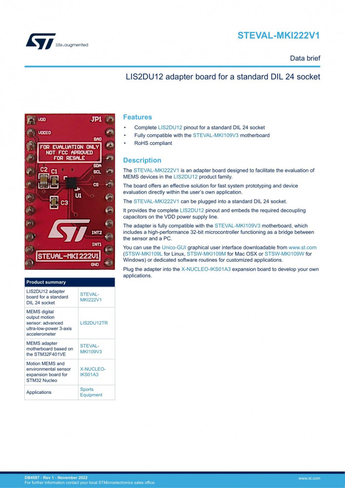 STEVAL-MKI222V1 technical document page 1