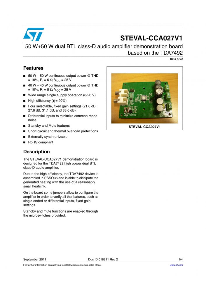 STEVAL-CCA027V1 technical document page 1