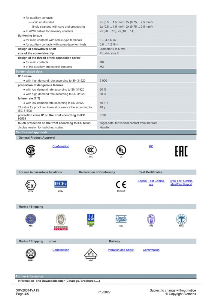 3RV20314VA15 datasheet page 4