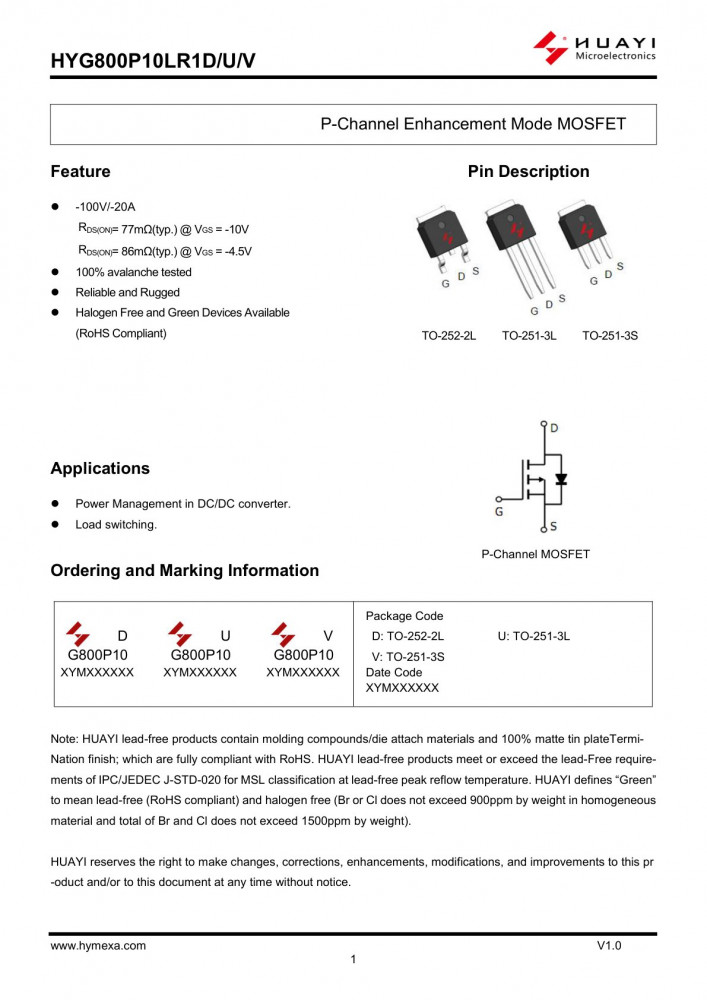 HYG800P10LR1D datasheet page 1