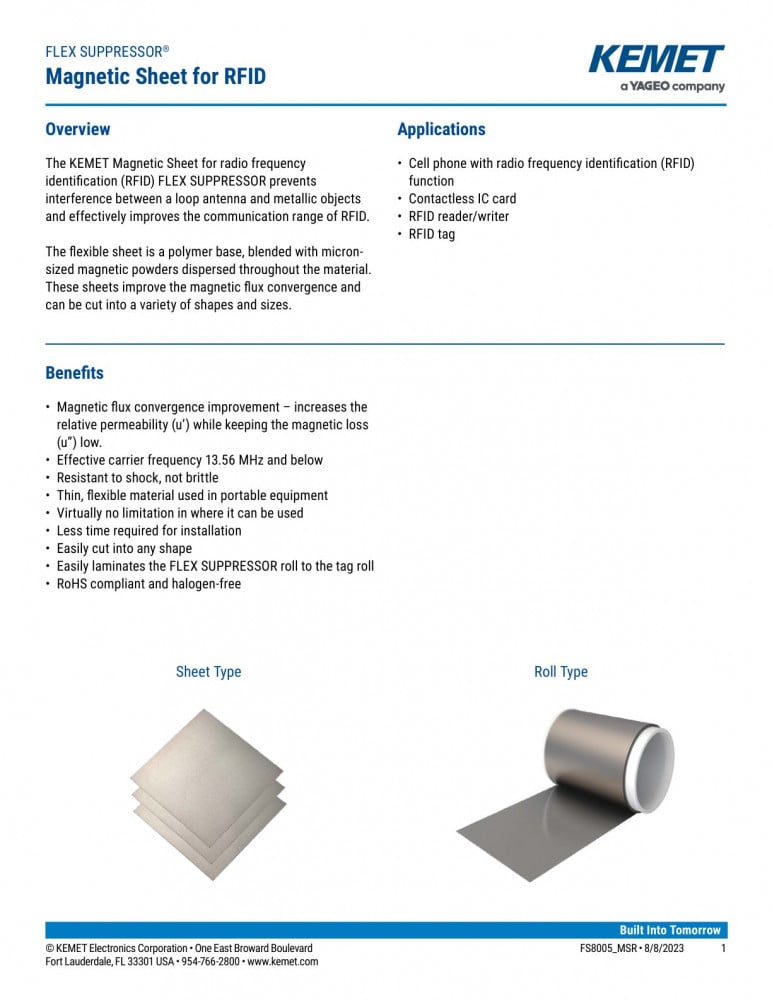KEMET FLEX SUPPRESSOR datasheet page 1