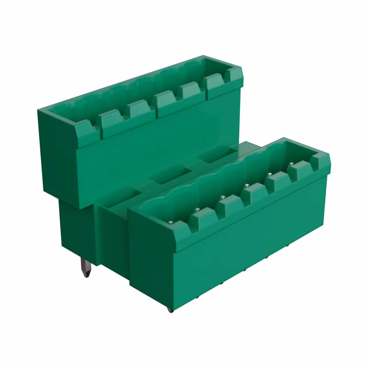 5.00mm Pitch Eurostyle Vertical Dual Level PCB Header, Closed Ends, Green Housing, 12 Circuits for sale