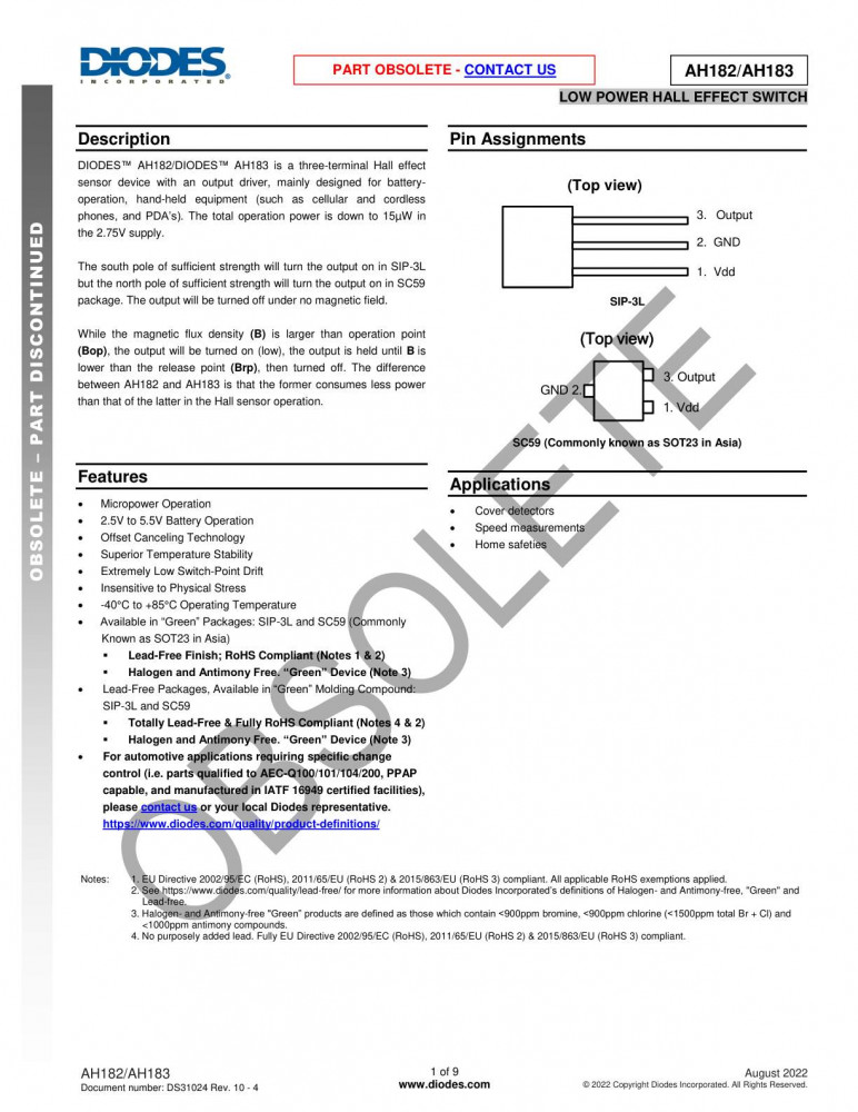AH183-WG-7 datasheet page 1