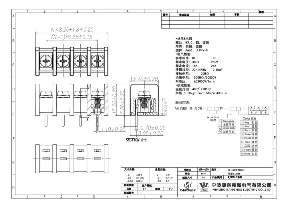 KANGNEX WJ35S-B-8.25-02P-13-00A technical document preview