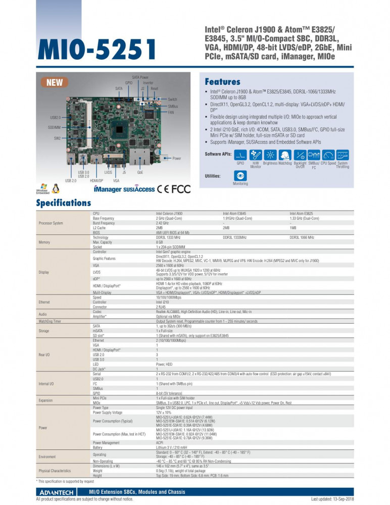 ADVANTECH MIO-5251JZ2-2GA1E technical document page 1