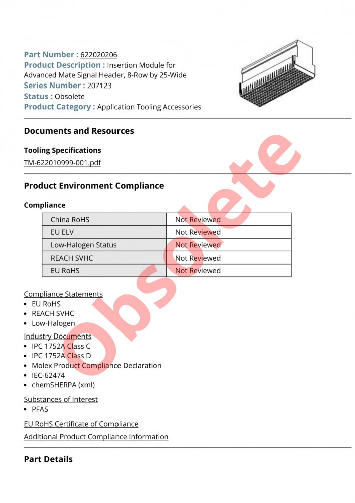 MOLEX 622020206 tooling document page 1