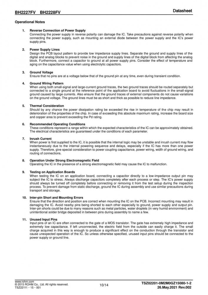 BH2227FV-E2 datasheet page 10