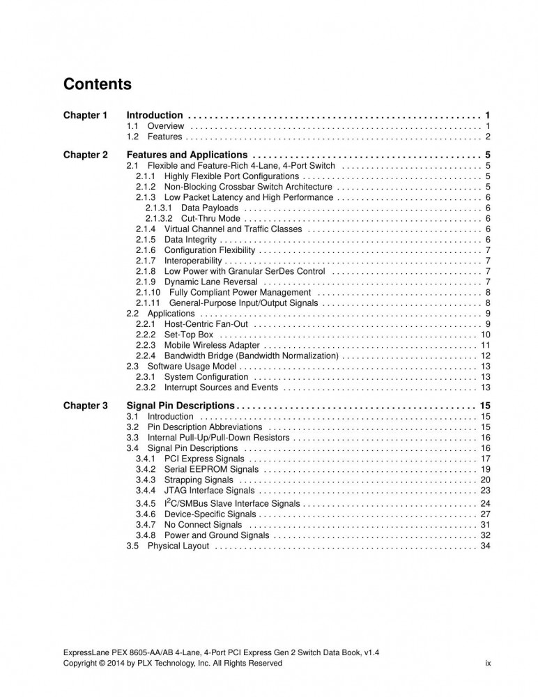 PEX8605 data book page 9