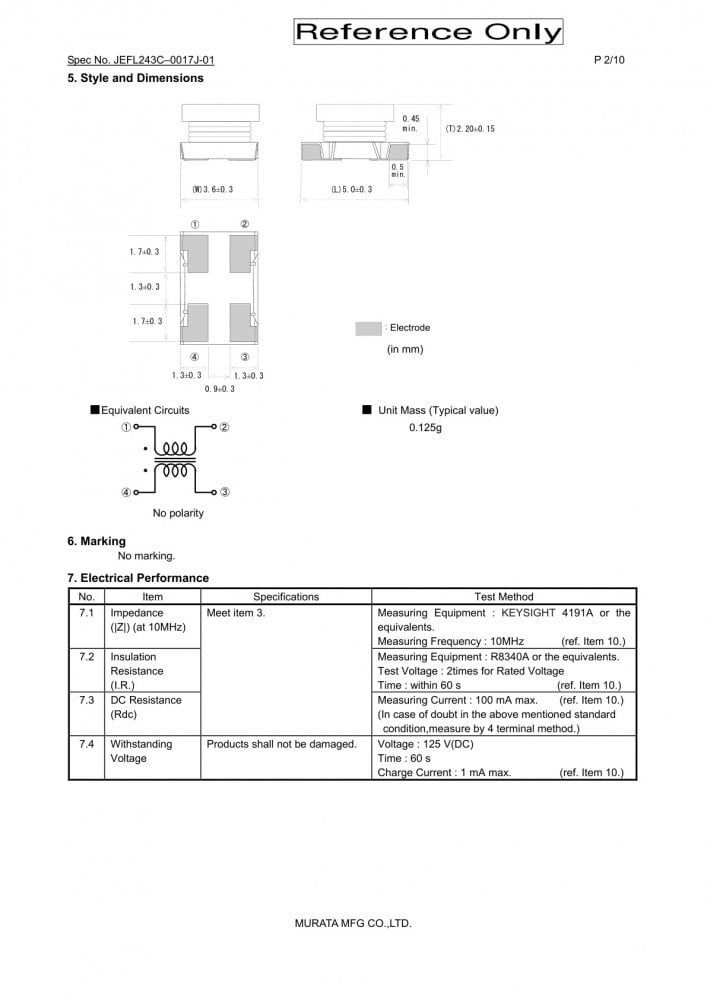DLW5ATN851SQ2L specification page 2