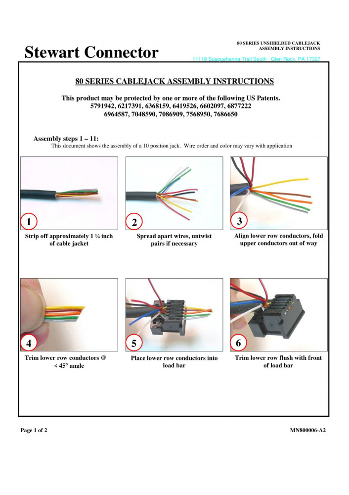 Bel Fuse 80 Series CableJack assembly instructions page 1